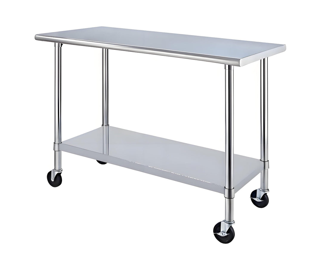 3 Ft Commercial Stainless Steel Work Table with Wheels – Heavy Duty Ut ...