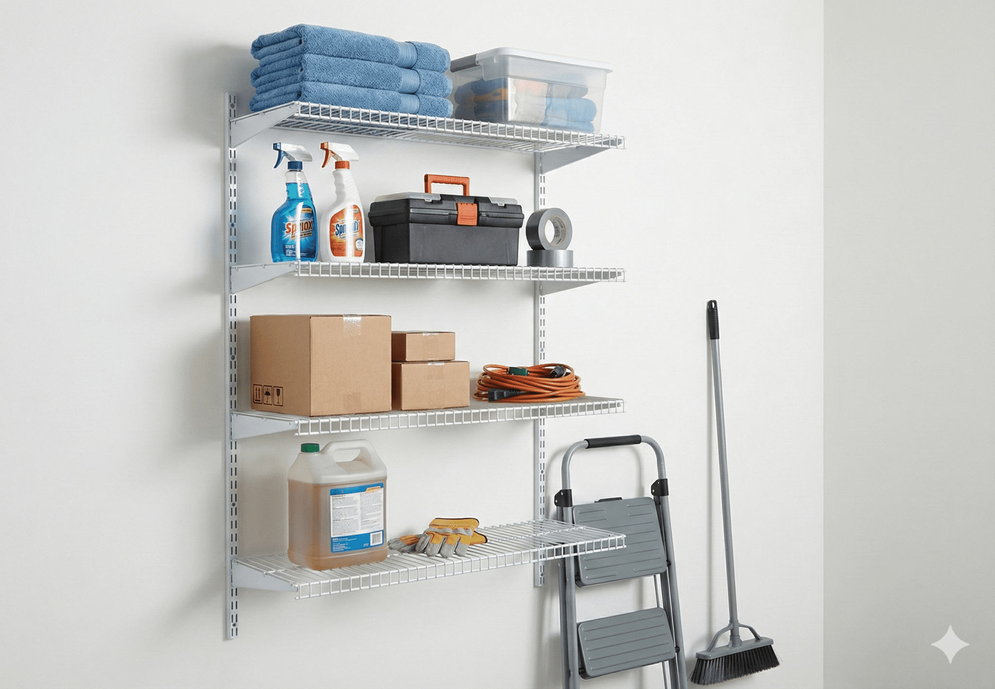 4-Layer Wall Mount Metal Shelf DIY Closet Storage System CSA4S – Uncle ...