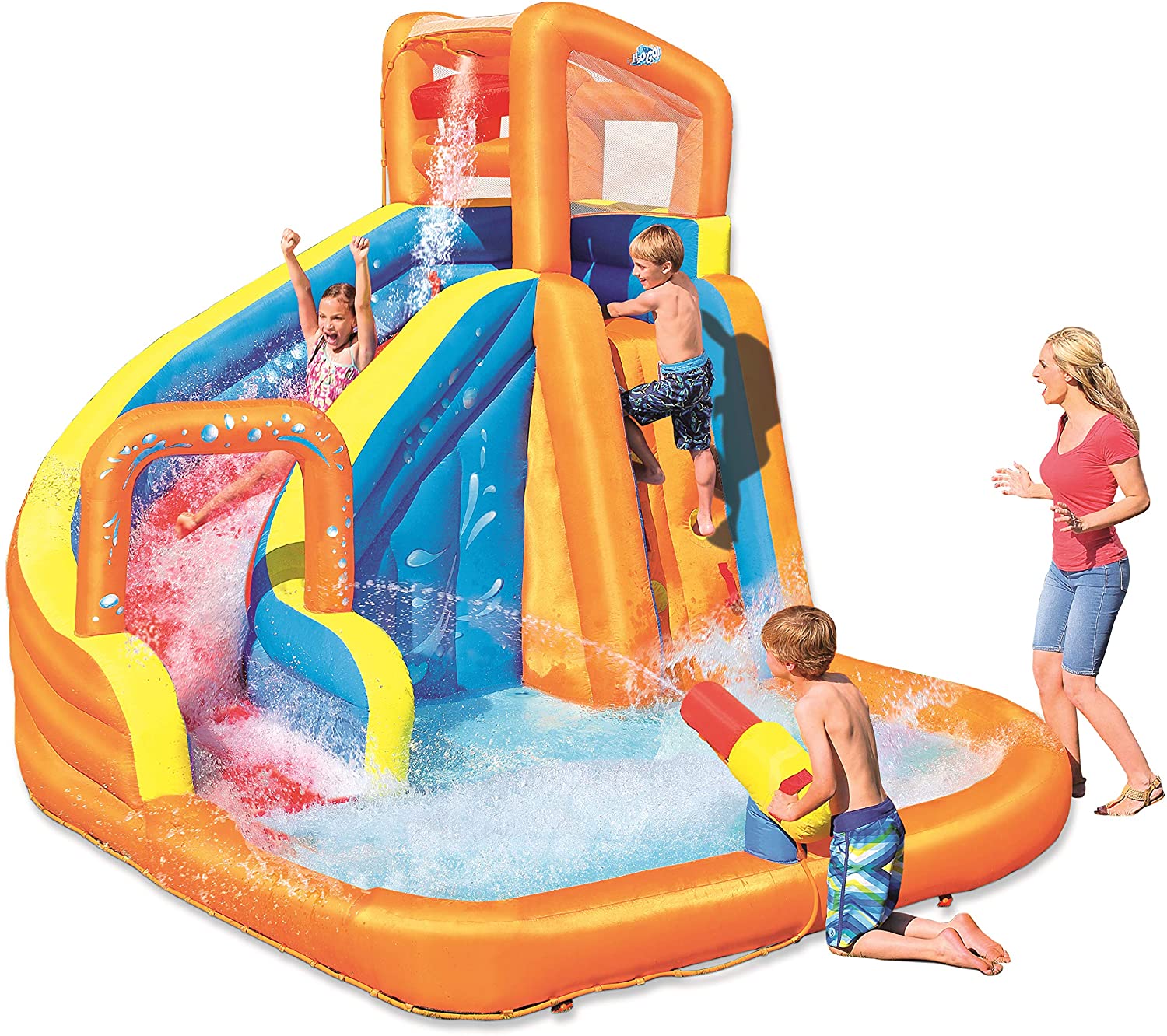 H2OGO! Turbo Splash Zone Inflatable Water Park – 12 ft Wet & Dry Slide ...