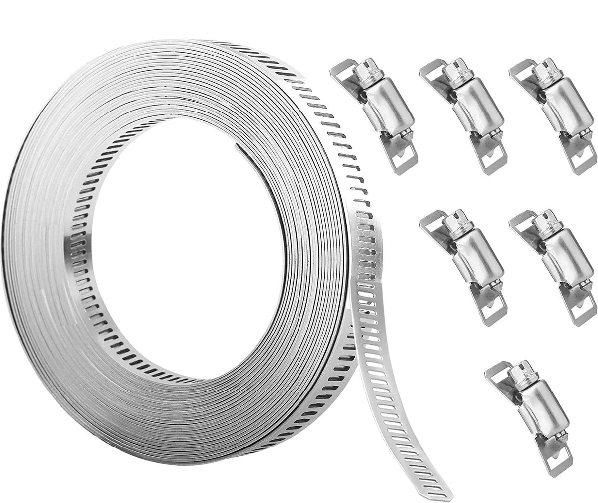 New 10 ft Stainless Steel Strap & 6 Fastener Clamps – DIY Adjustable H ...