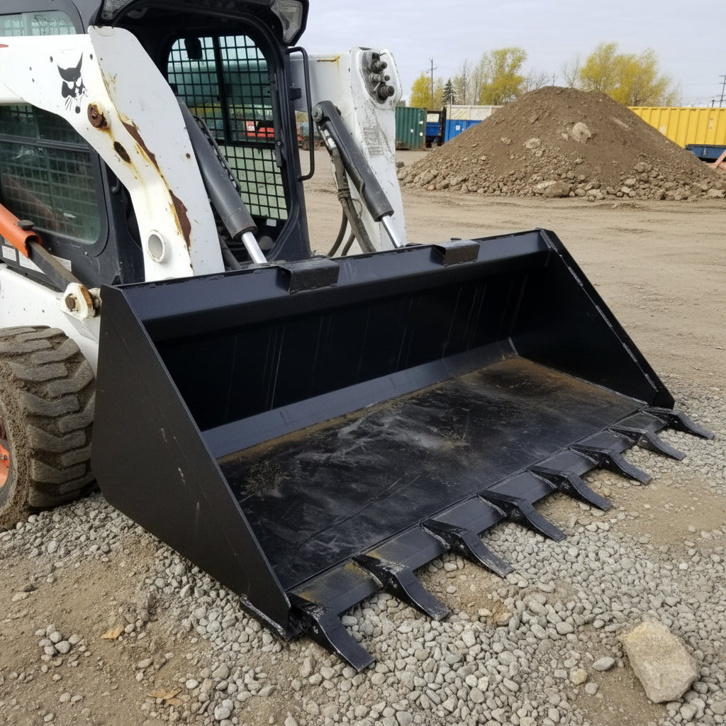 80" & 84" Skid Steer Buckets with Teeth – Heavy-Duty Digging & Materia ...