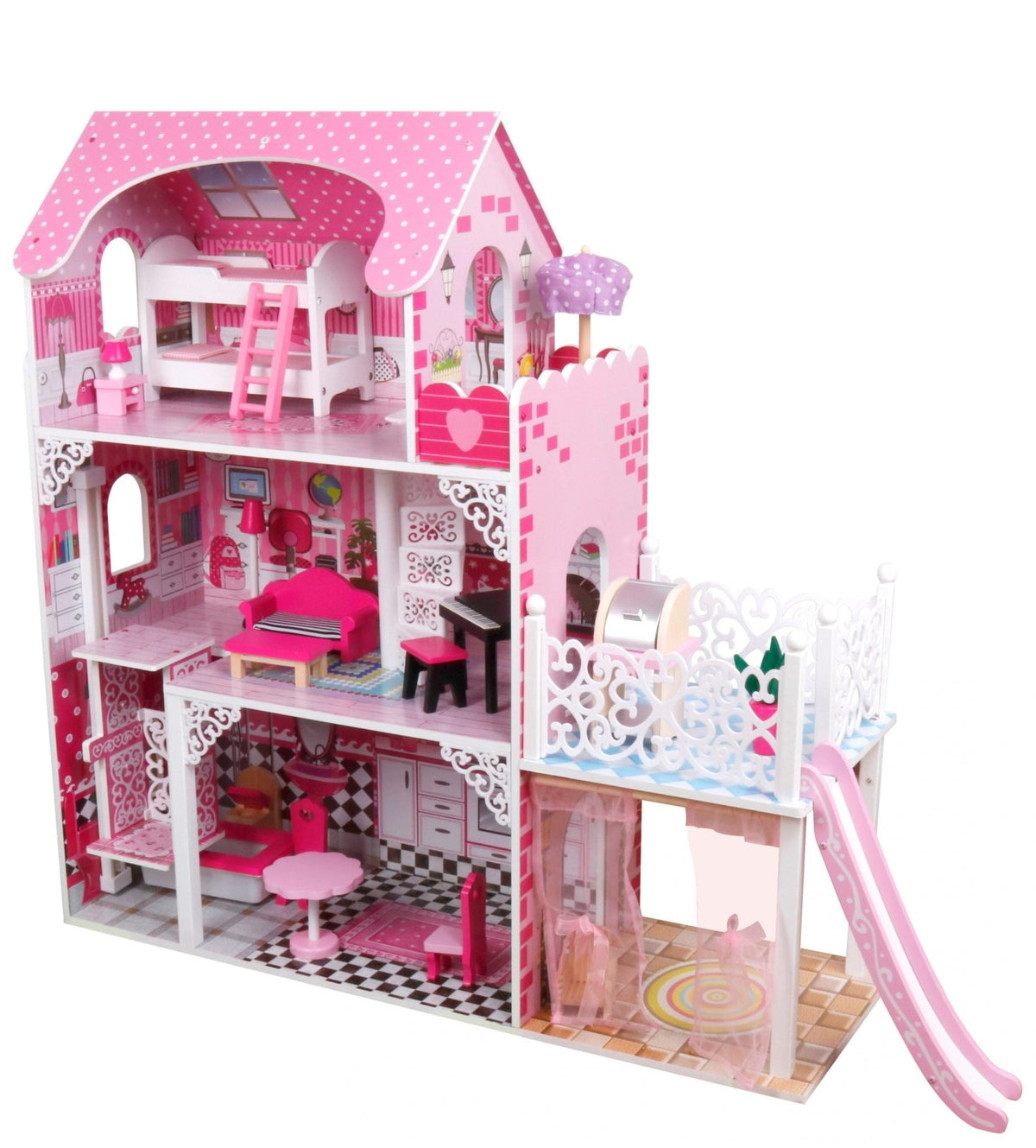 New LED Light Dollhouse Toy with 18-Piece Furniture Set – Pretend Play ...