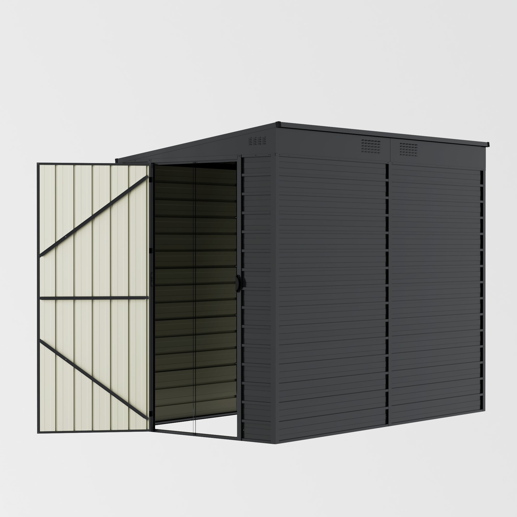 Outdoor Metal Storage Shed – 5x8 ft Dark Grey with Swing Door Weather ...